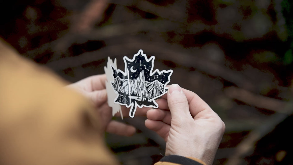 Alberta black and white illustrated vinyl sticker – Mountain Mornings